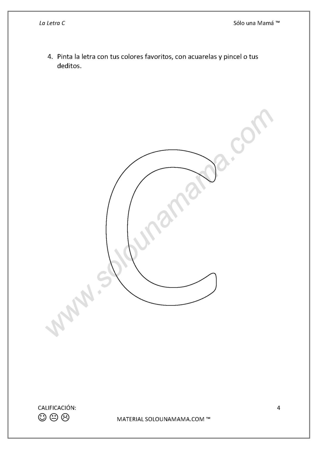 Cuadernillo de Ejercicios para la LETRA "C" - Sólo Una Mamá