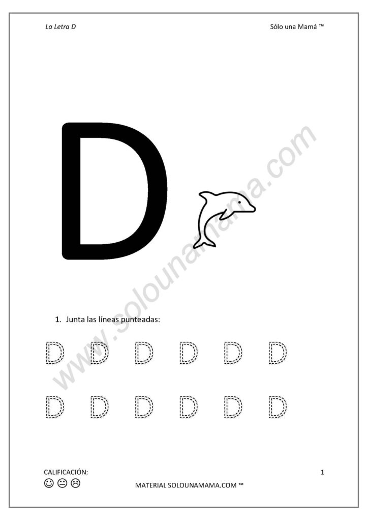 Cuadernillo de Actividades Letra D - Sólo Una Mamá