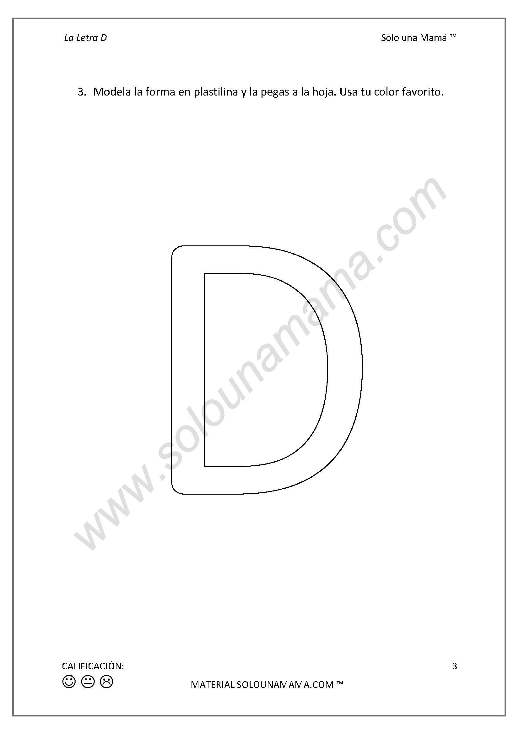 Cuadernillo de Actividades Letra D - Sólo Una Mamá
