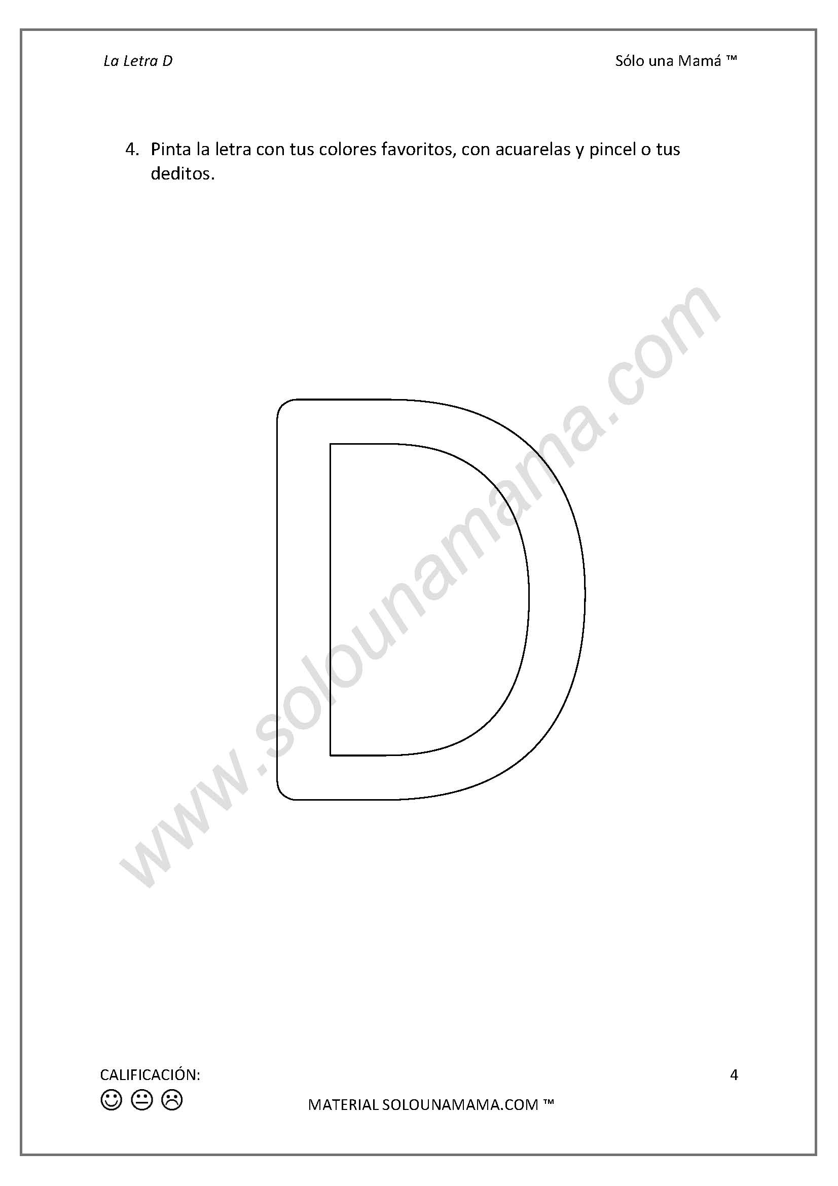 Cuadernillo de Actividades Letra D - Sólo Una Mamá