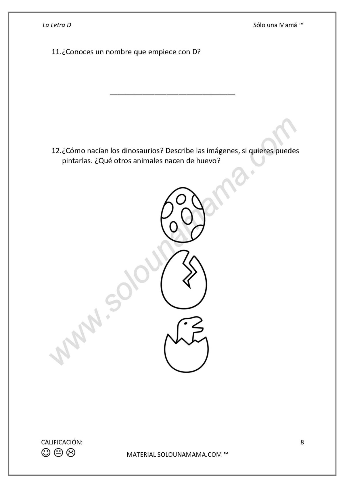 Cuadernillo de Actividades Letra D - Sólo Una Mamá